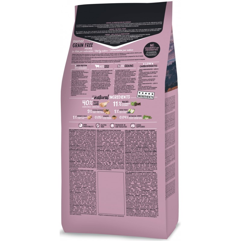 Croquettes chien mini Ownat Grain Free Lamb&Rice